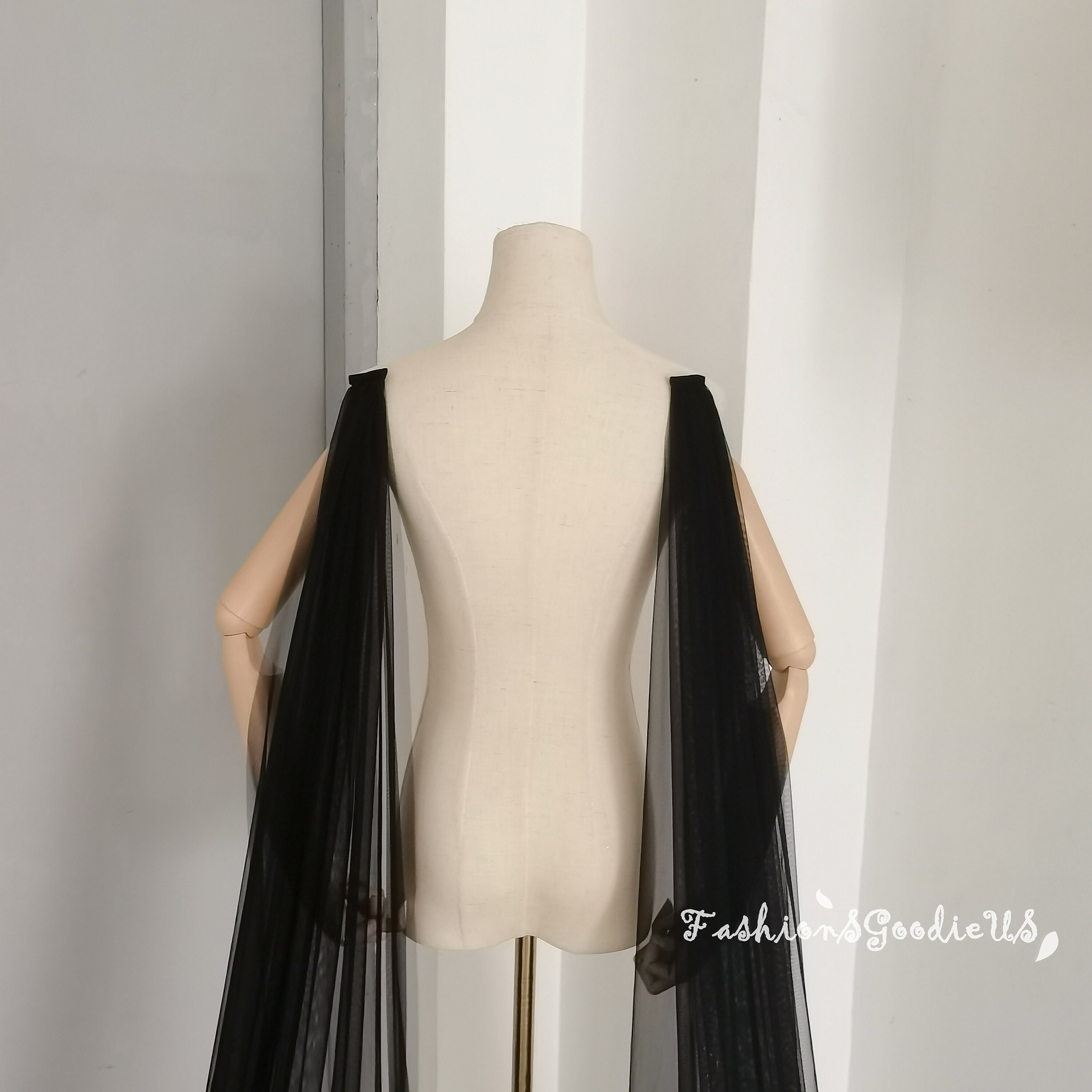 Black Wedding Wings, Custom Color Tulle Wings, Shoulder Veil, Halloween ...