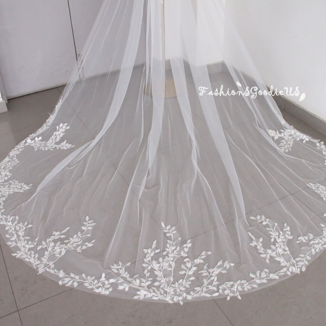 Bohemia Leaf Lace Wedding Veil, Vintage One Tier Wedding Veil, Boho ...