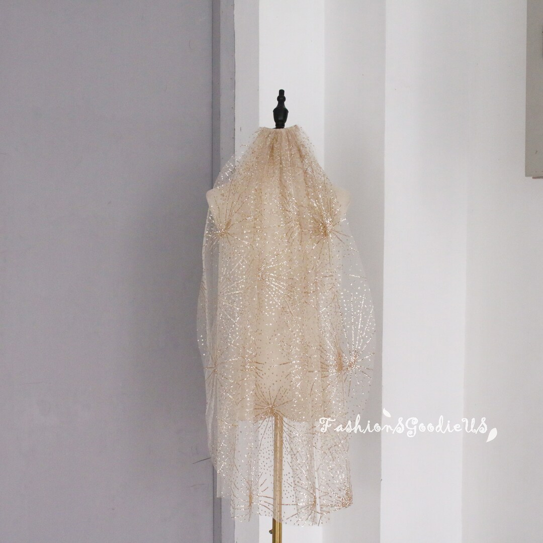Shinny Gold Veil, Sparkling Short Bridal Veil, Gold Fireworks Wedding ...