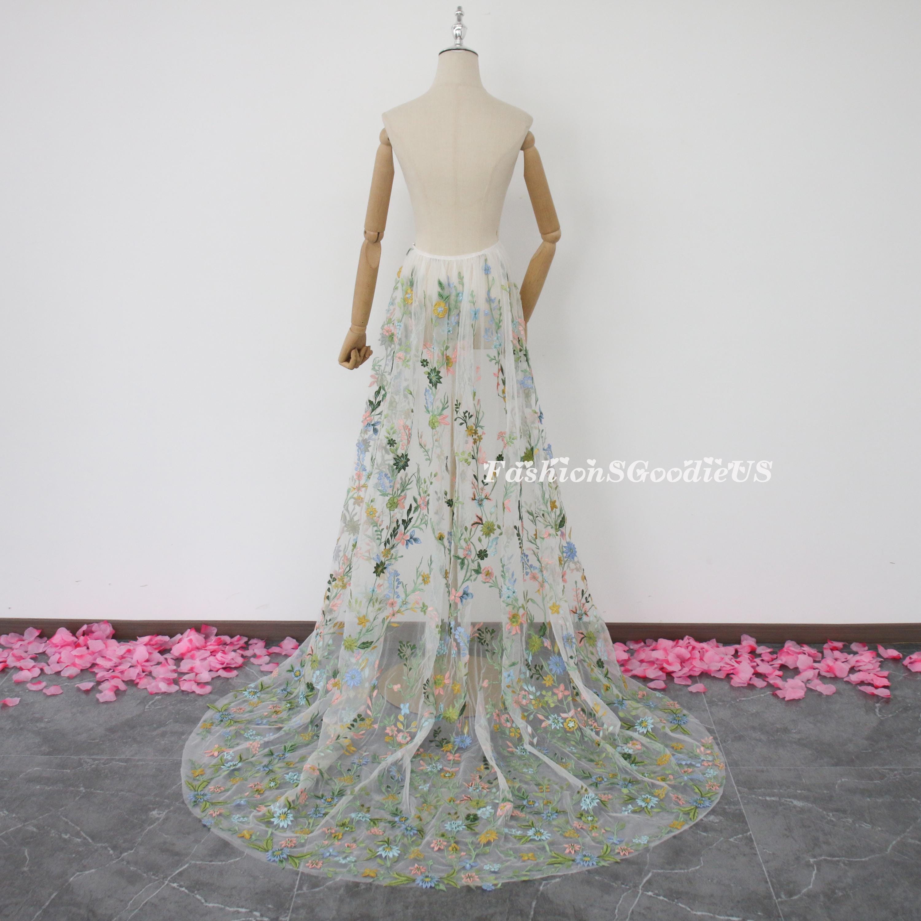Floral Lace Bridal Train, Detachable Wedding Overskirt, Flowery ...