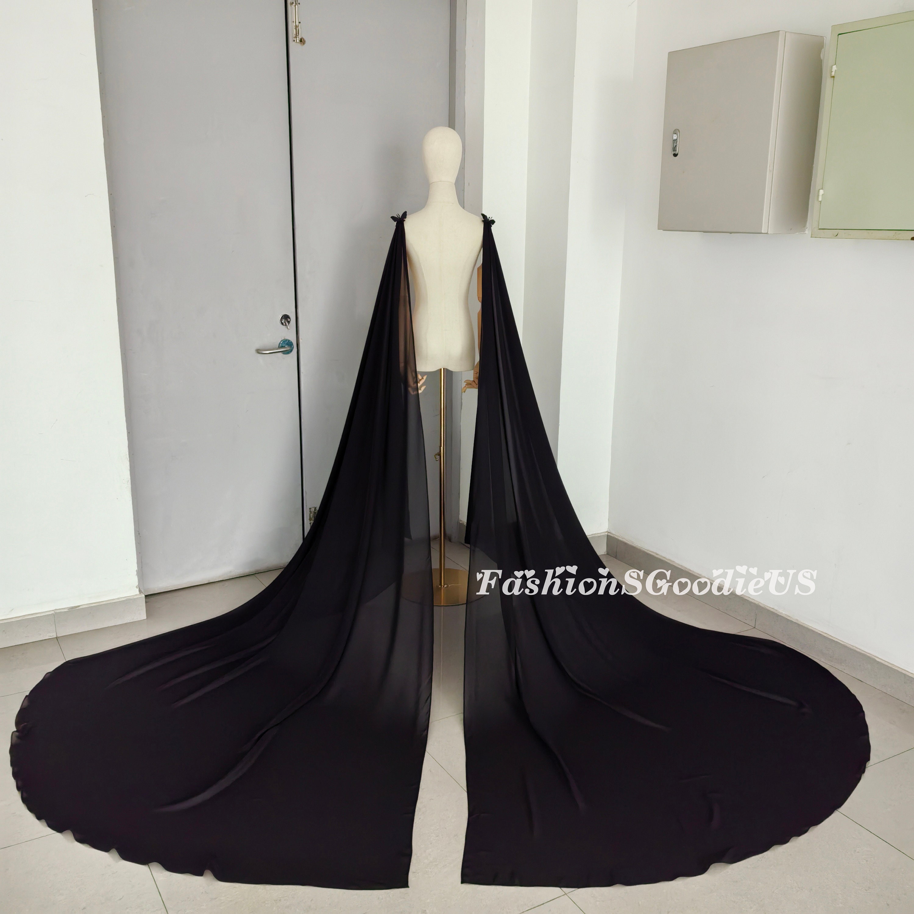 Gothic Black Chiffon Wedding Wings, Chiffon Wings, Shoulder Veil ...