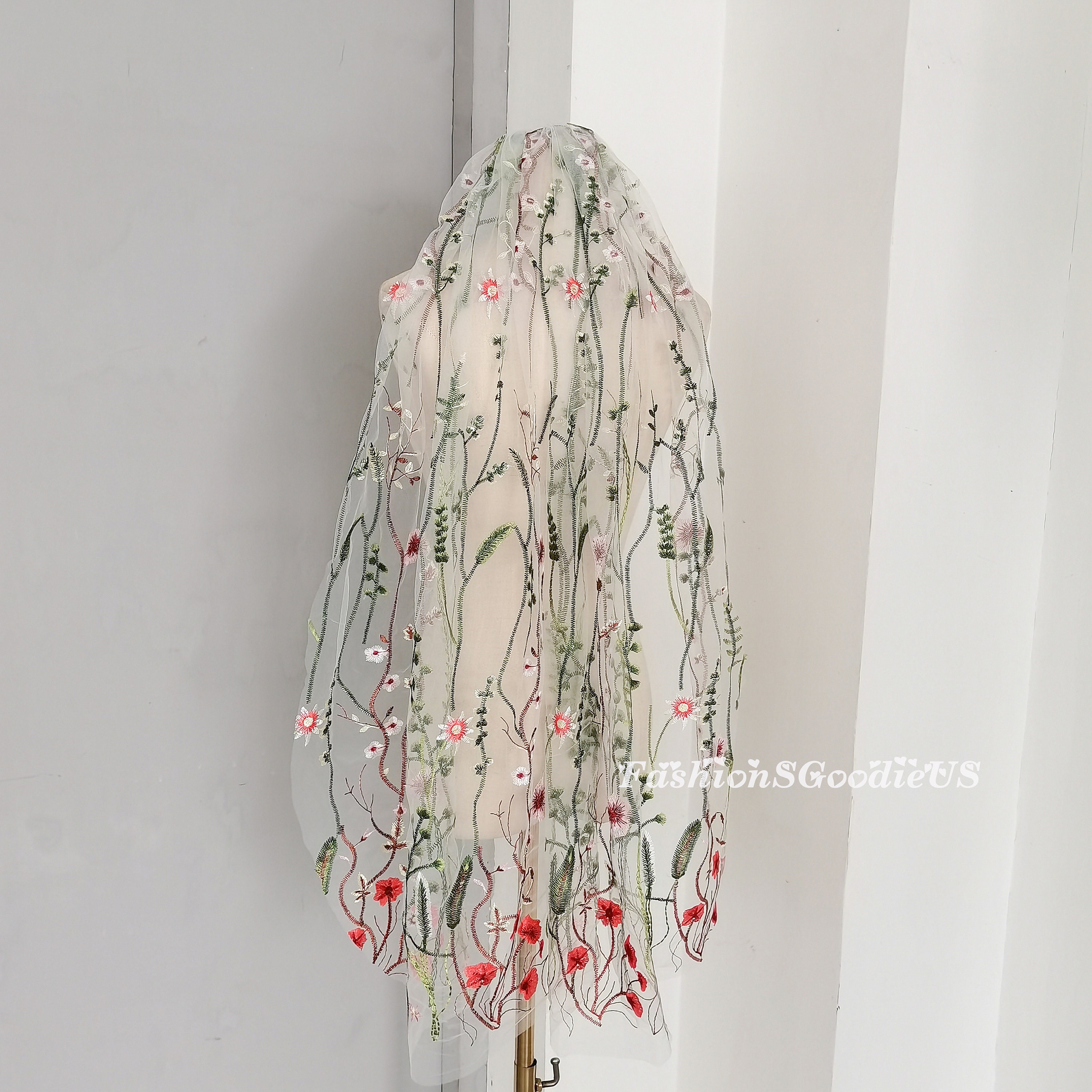 Wildflower Veil for Bride, Gothic Black Bridal Veil, Colorful Floral ...