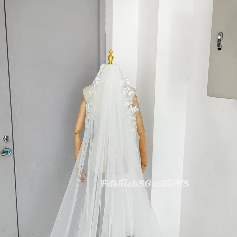 Embroidery Leaf Lace Wedding Veil, Boho Leaf Veil for Bride, Minimalist ...