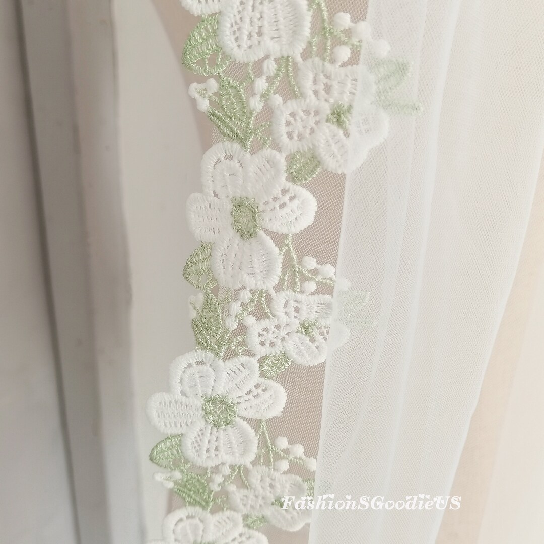 Brisk Pale Green Flowers Wedding Veil, Pale Green Flower Veil With ...