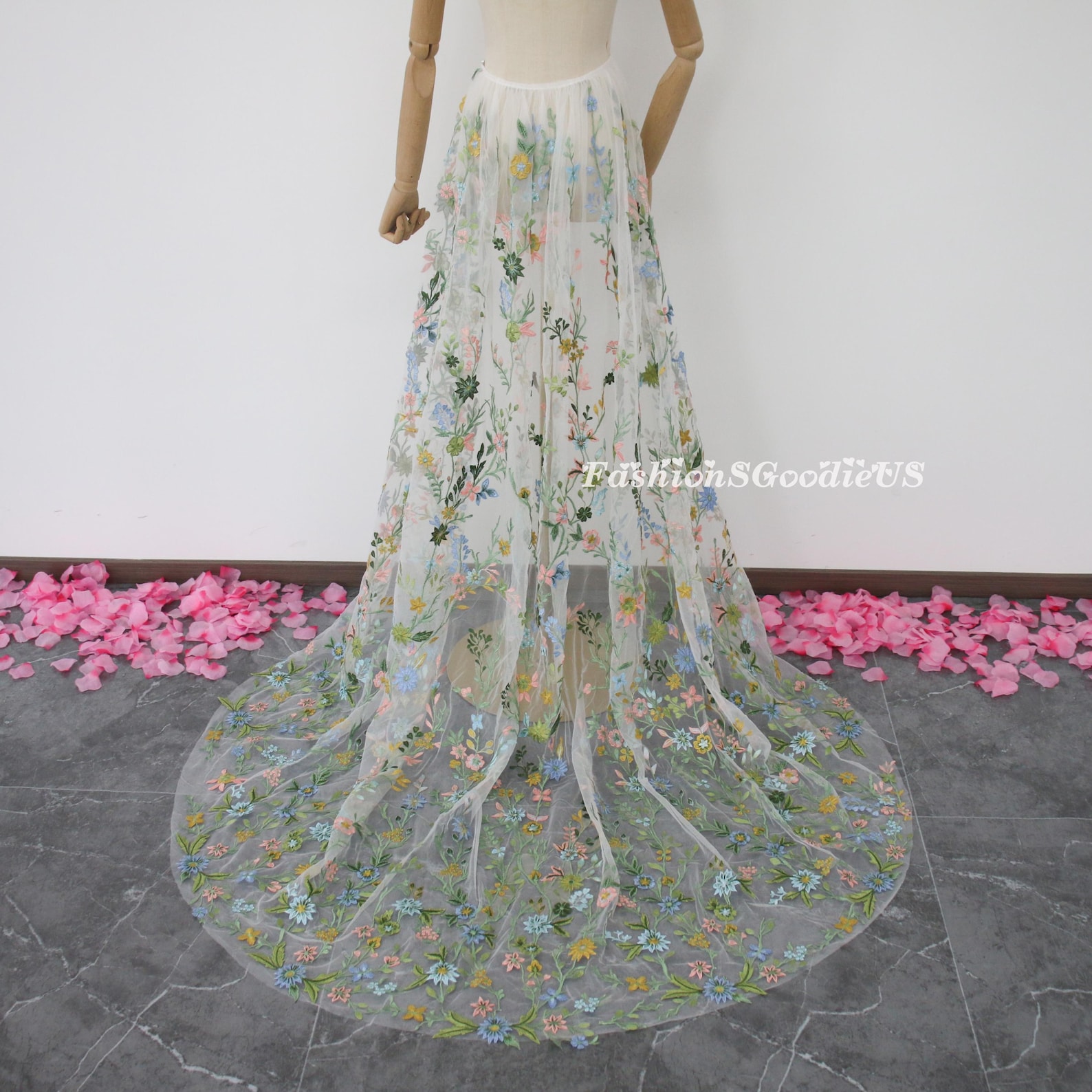 Floral Lace Bridal Train, Detachable Wedding Overskirt, Flowery ...