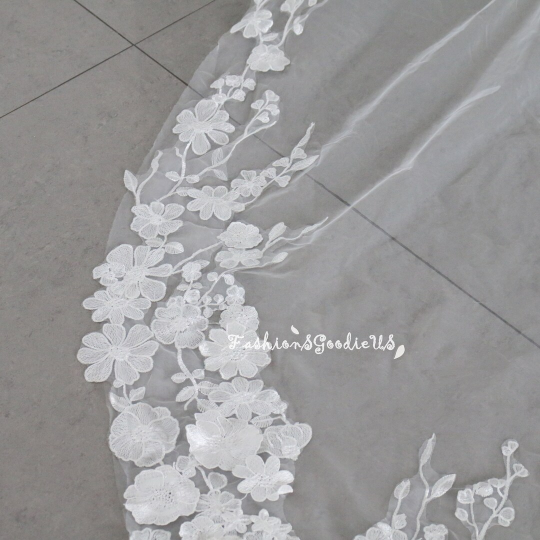 Floral Wedding Veil, Boho Flowers Veil, Secret Garden Flowers Veil for ...