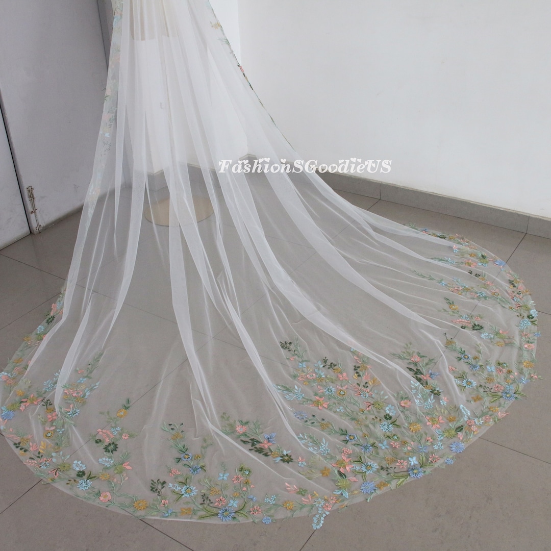New! Spring Wildflower Bridal Veil, Secret Garden Flower Vine Wedding ...