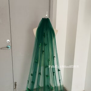 Forest Theme Wedding Veil, Emerld Green Butterfly Veil for Bride ...
