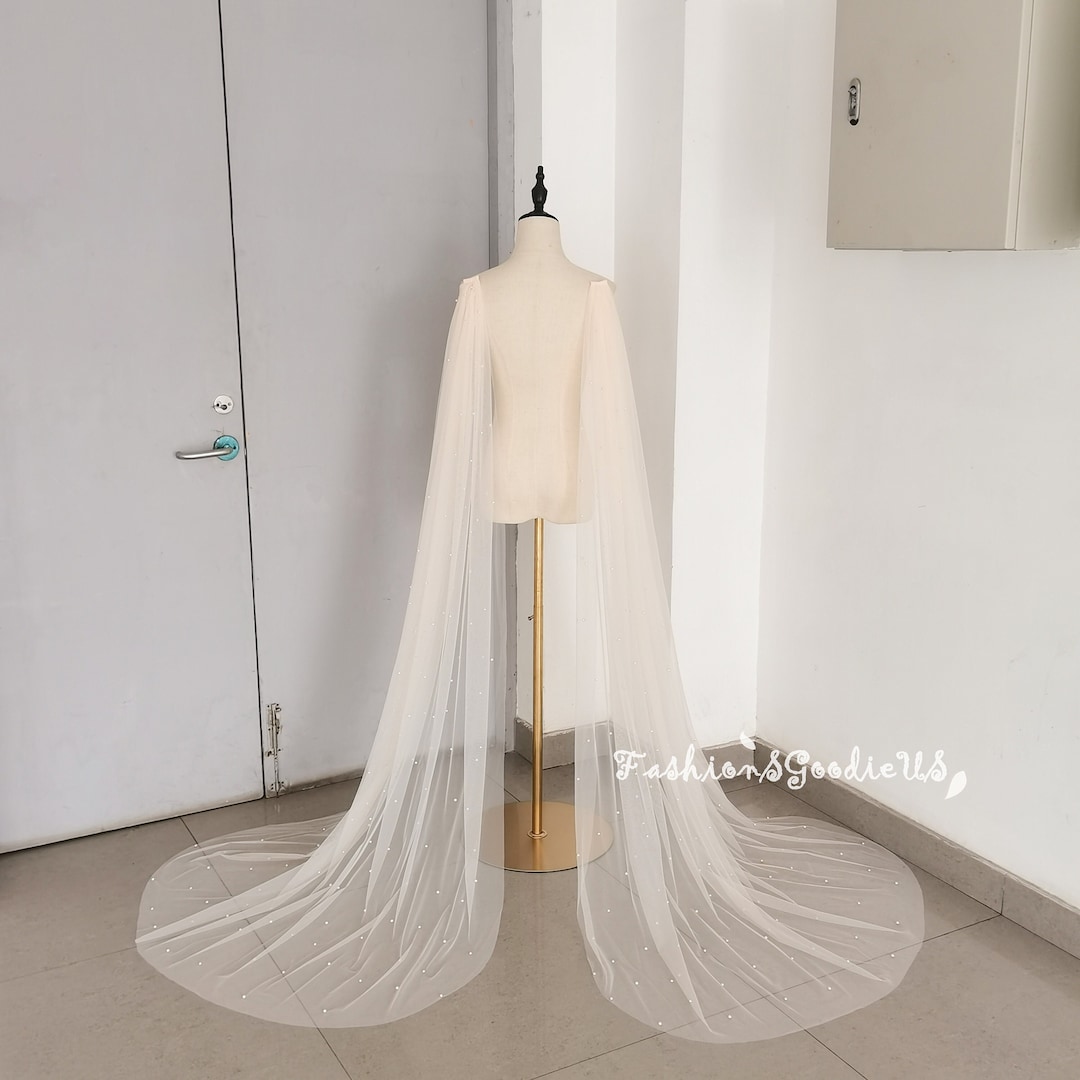 Tulle Pearls Wedding Wings, Tulle Wings With Scattered Pearls, Bridal ...