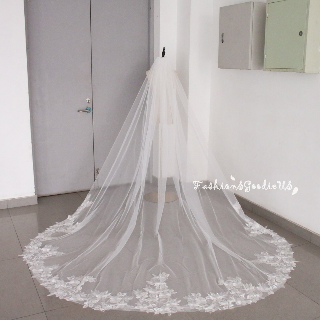 Velo de novia vintage de un nivel, velo de novia de encaje suave de ...