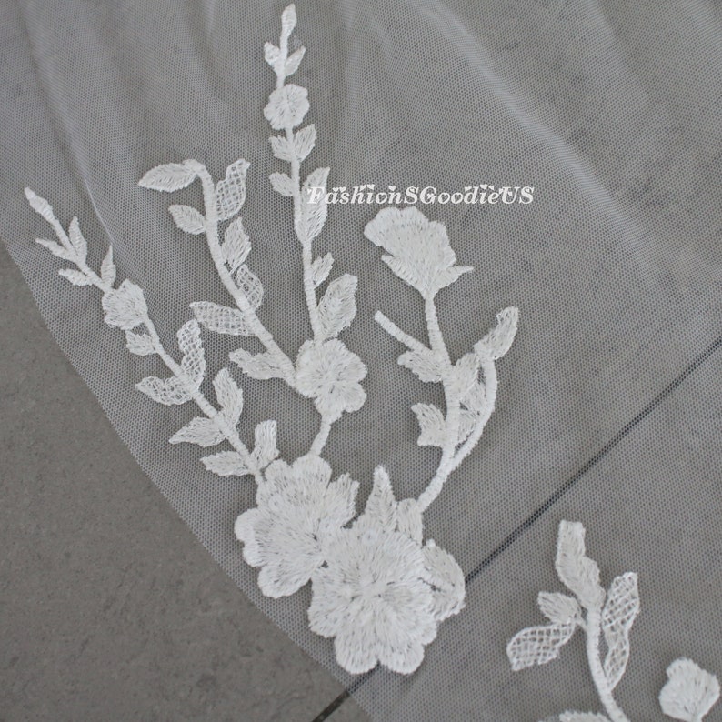Simple Flower Lace Wedding Veil, One Layer Angel Cut Bridal Veil, Fairy ...