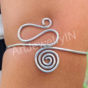 925 Sterling Silver Spiral Arm Cuff Bangle, Upper Arm Cuff Bracelet ...