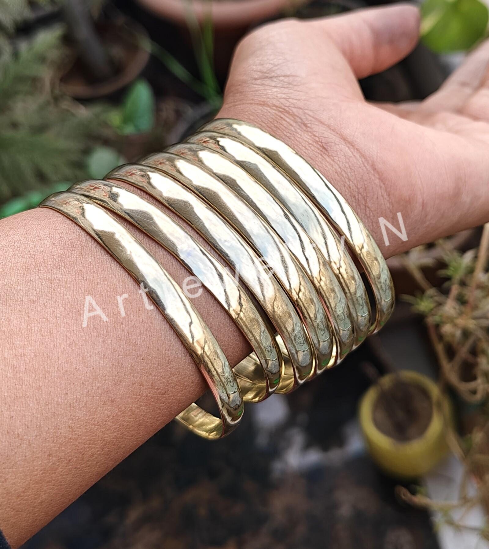 7 Set of Bangles, Solid Brass Bangles, Plain Bangles, Handmade Bangles ...