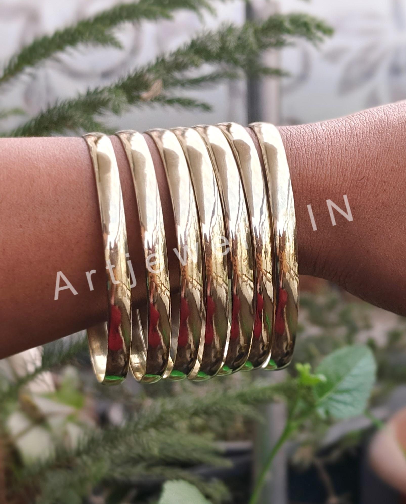 7 Set of Bangles, Solid Brass Bangles, Plain Bangles, Handmade Bangles ...