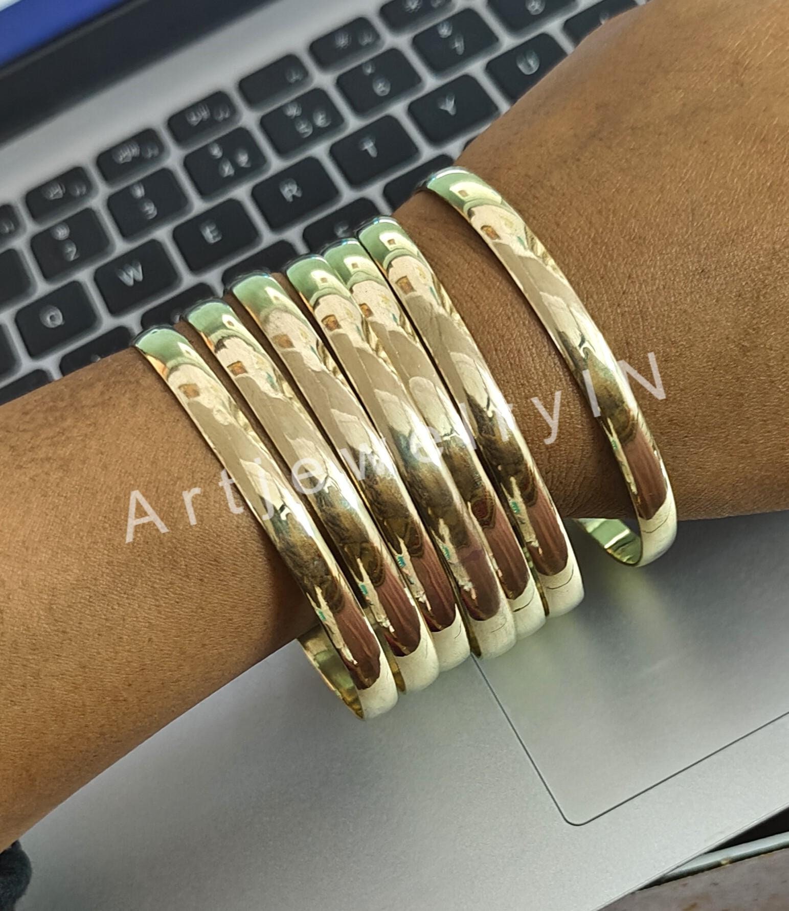 7 Set of Bangles, Solid Brass Bangles, Plain Bangles, Handmade Bangles ...