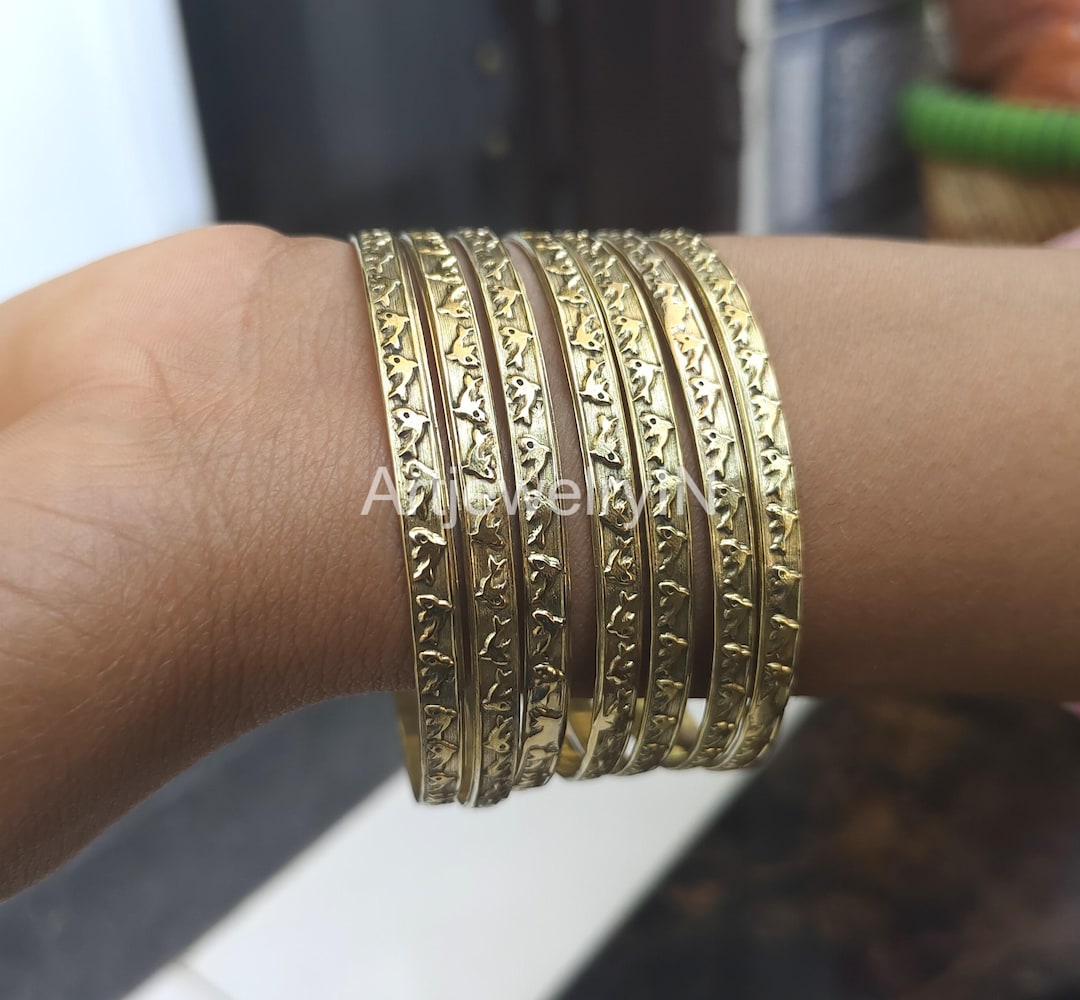 7 Day Bangles, Solid Brass Bangles, Fish Designer Bangles, Stacking ...