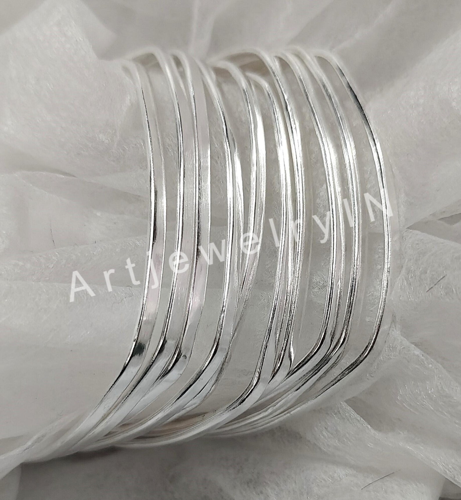 7 Set of Bangles, 925 Silver Bangles Square Bangle Set, 7 Day Bangles ...