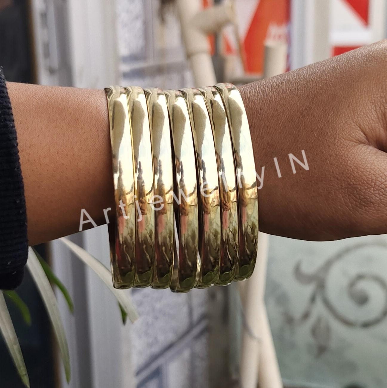 7 Set of Bangles, Solid Brass Bangles, Plain Bangles, Handmade Bangles ...
