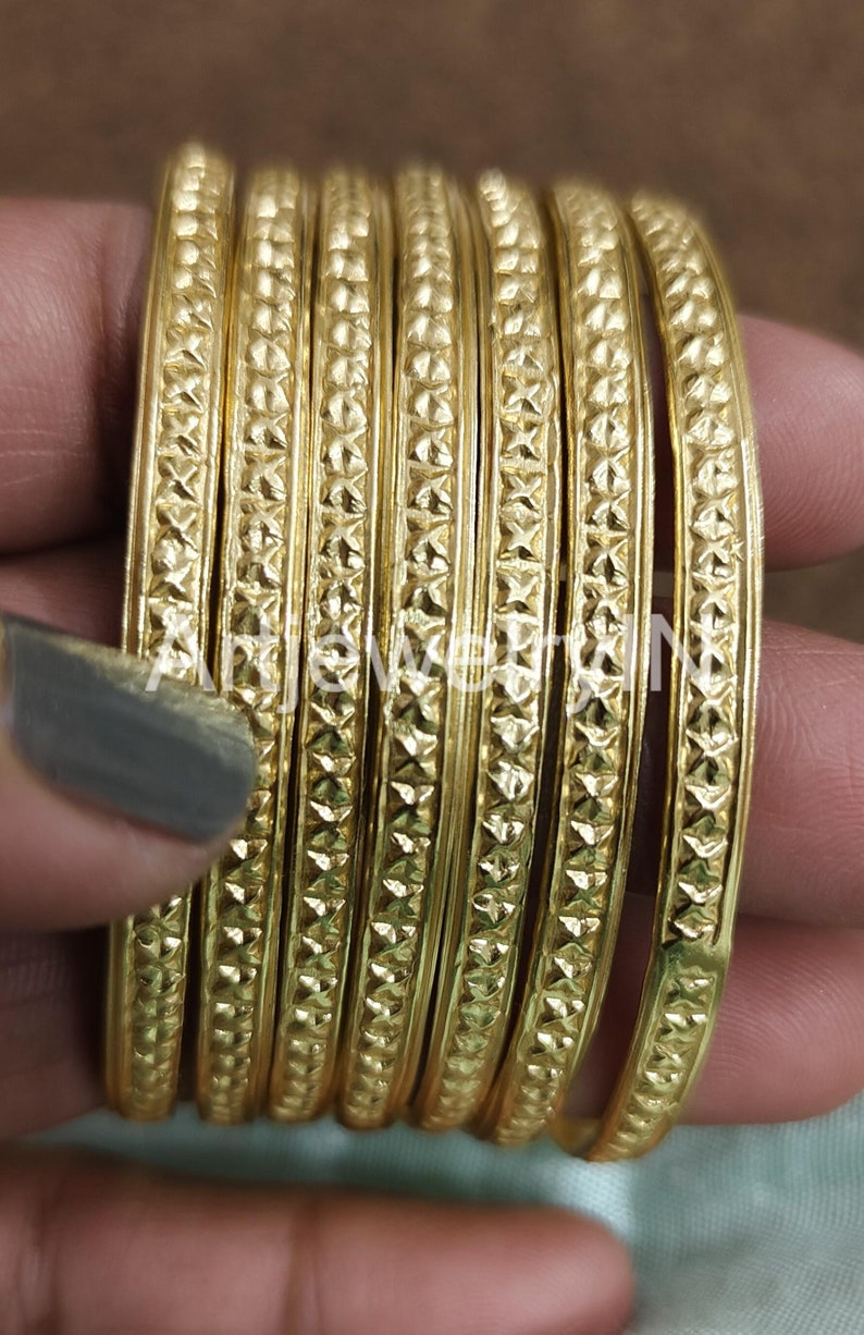 Solid Brass Bangles, Indian Bangles, Brass Bangles, Designer Bangles, Bangles for Women, 7 Set ...