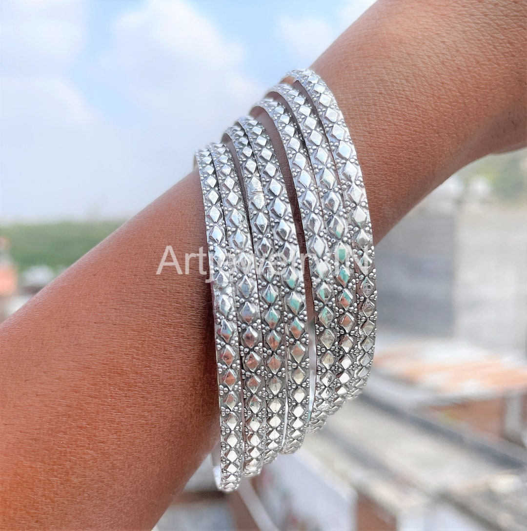 Sterling Silver Stackable Bangle Set: Minimalist Design, Handmade - Etsy