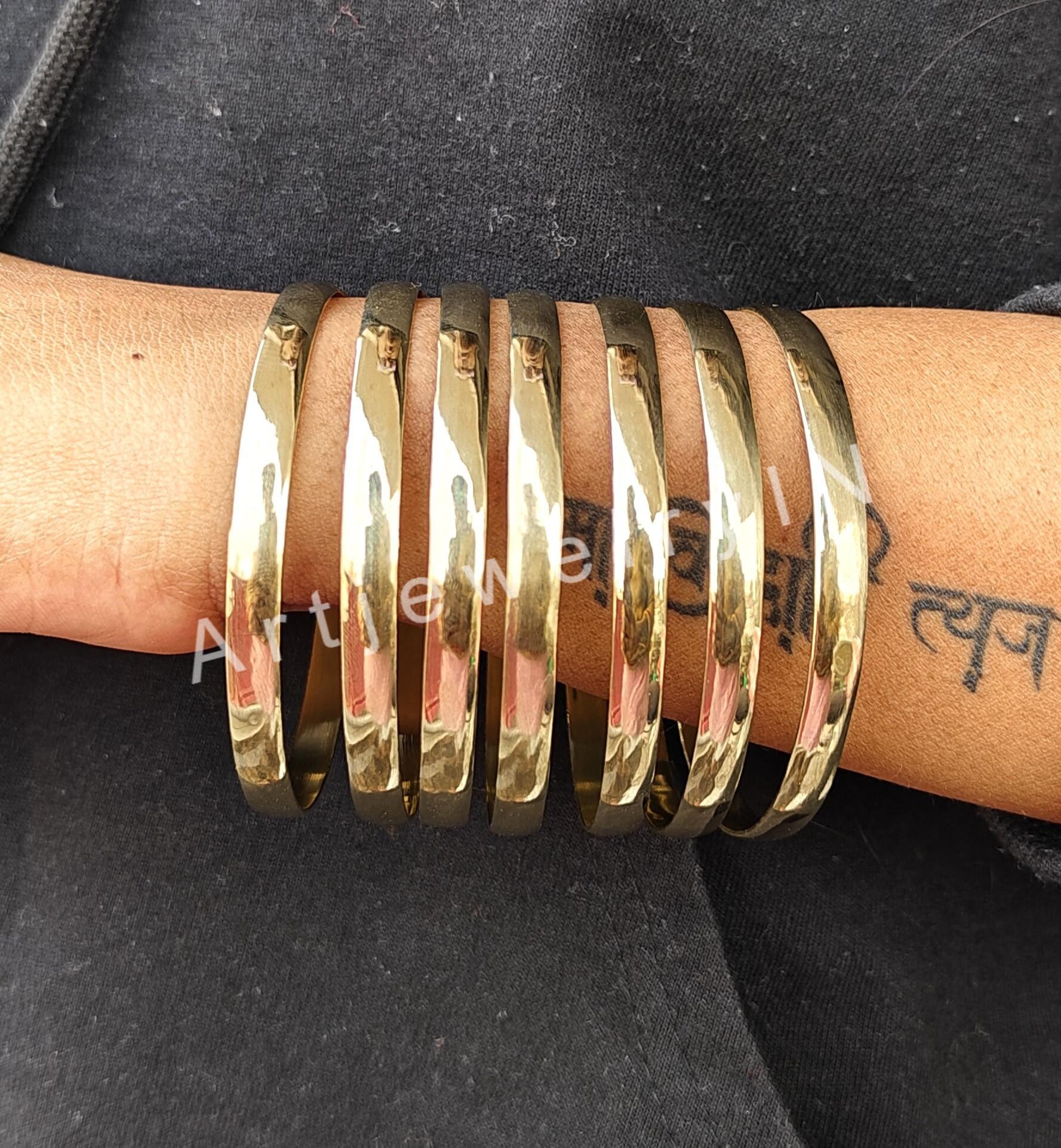 7 Set of Bangles, Solid Brass Bangles, Plain Bangles, Handmade Bangles ...