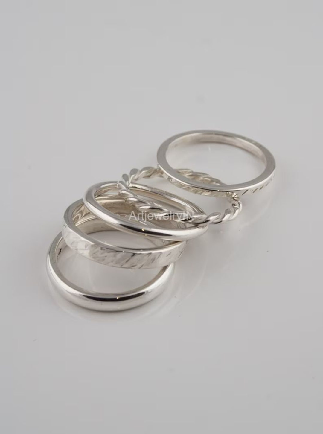 Handmade Sterling Silver Stacking Rings Set of Five - Etsy