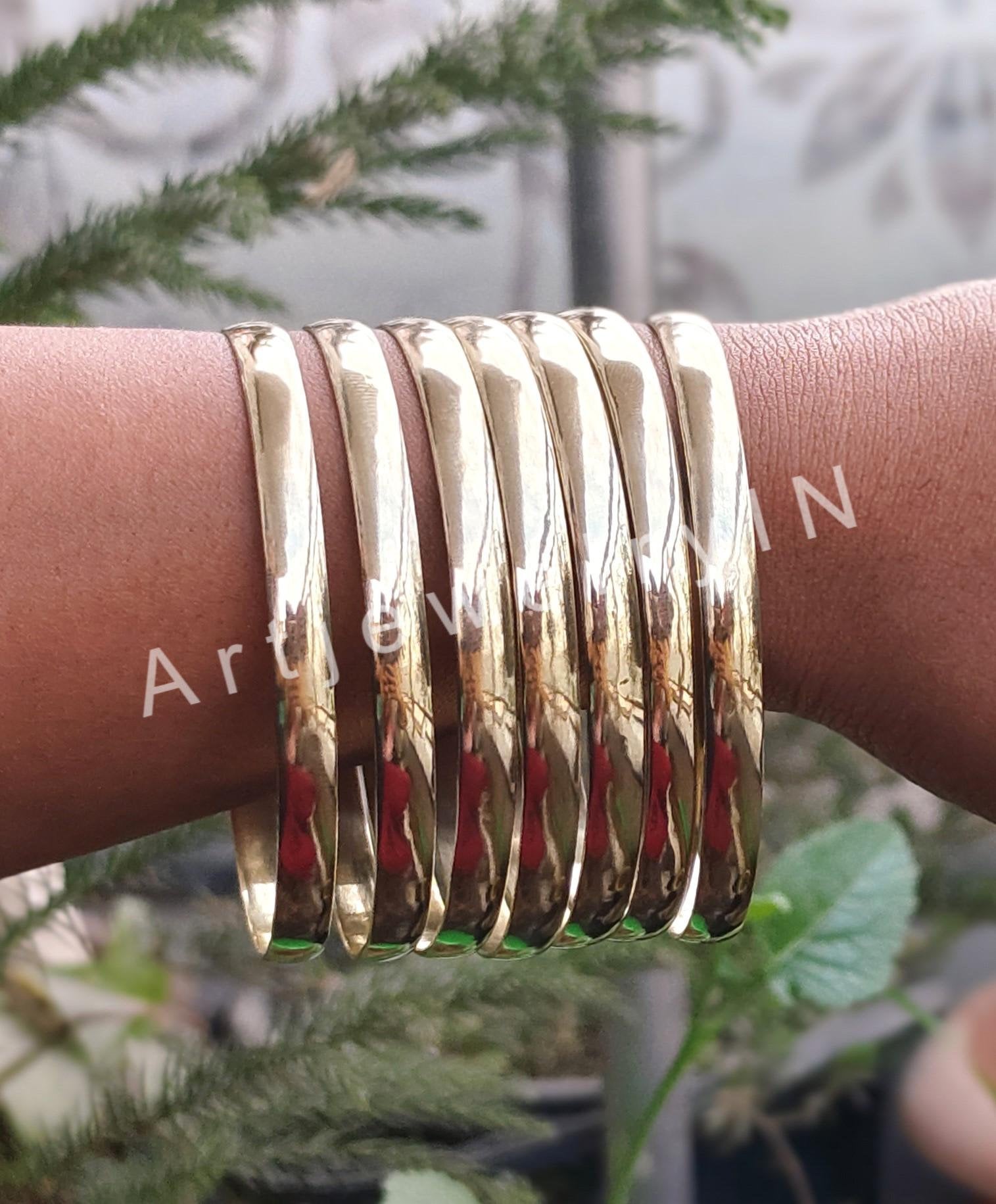 7 Set of Bangles, Solid Brass Bangles, Plain Bangles, Handmade Bangles ...