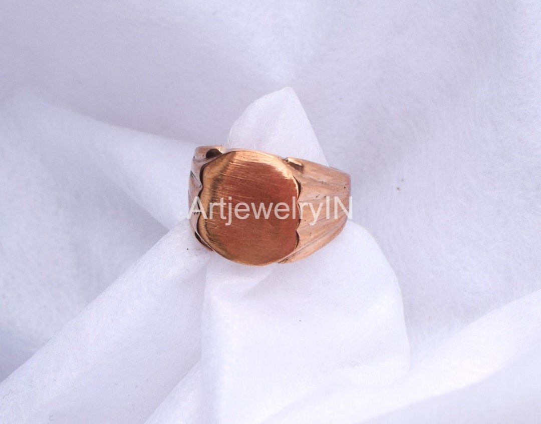 Men's Copper Square Signet Ring, Solid Copper Rings for Men, Unisex ...