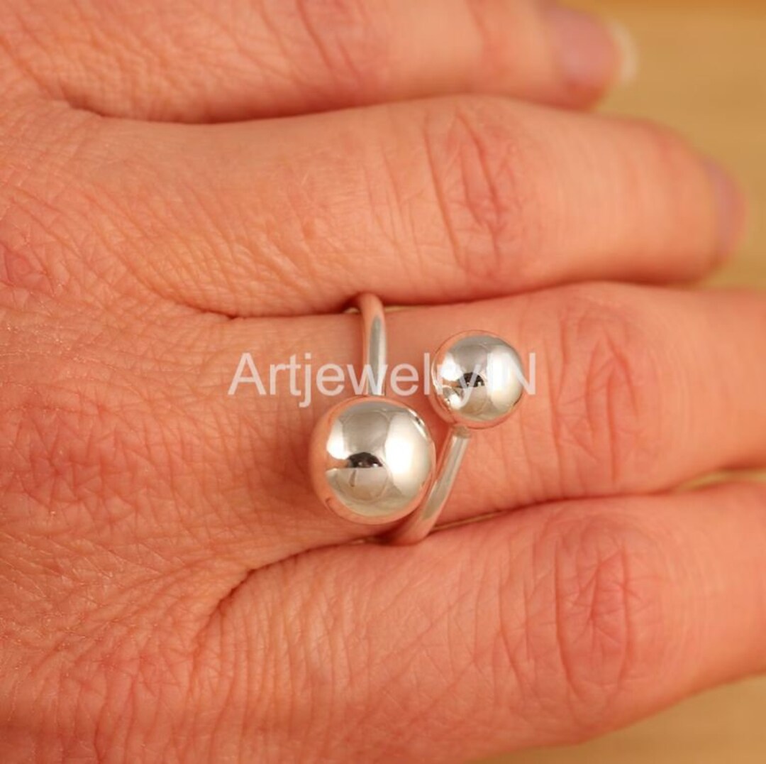Sterling Silver Double Ball Ring: Open Twist Stacking Ring - Etsy