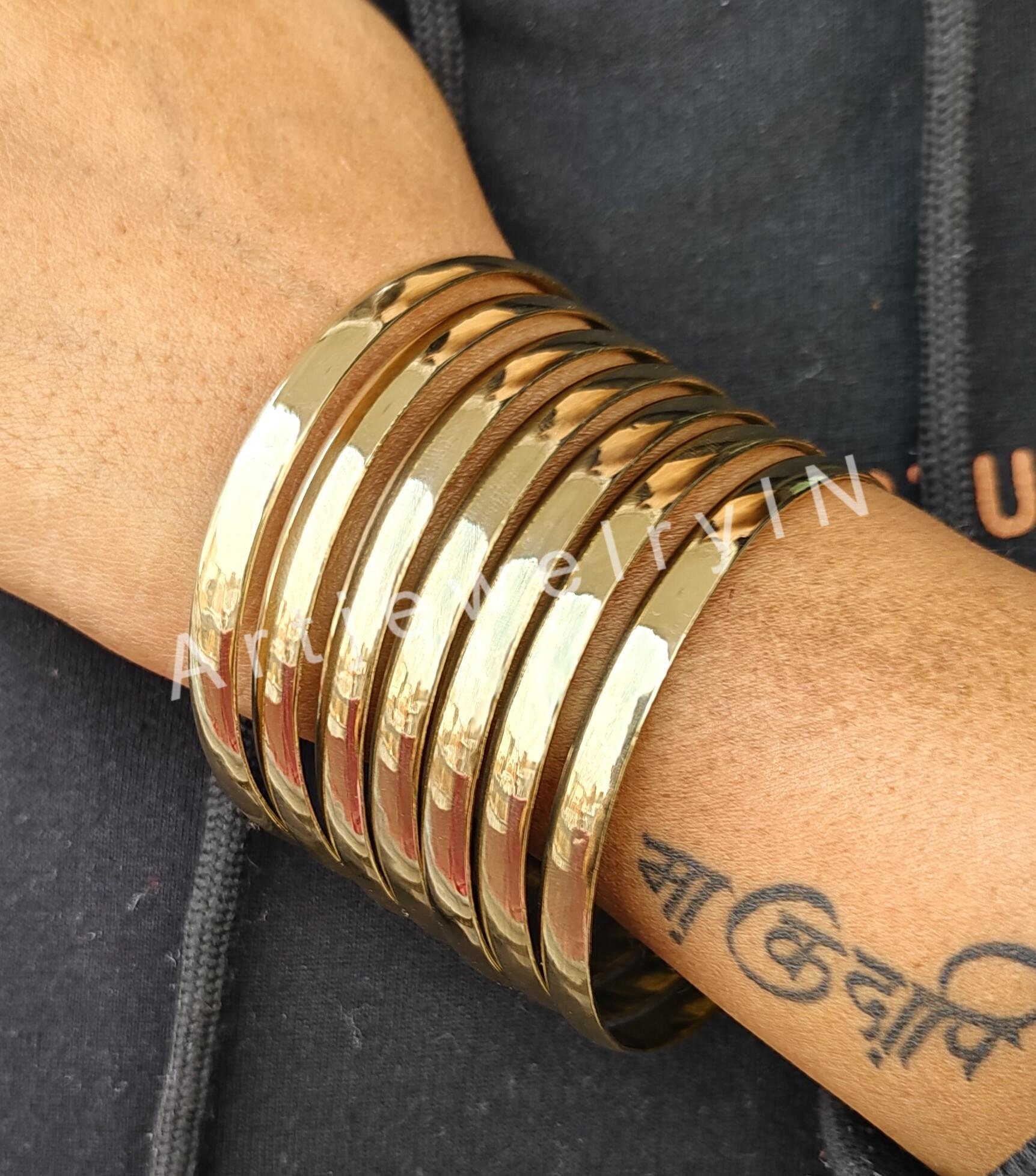 7 Set of Bangles, Solid Brass Bangles, Plain Bangles, Handmade Bangles ...