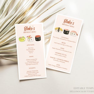 Sushi Menu Card Hibachi Dinner Menu Hibachi Birthday Menu Hibachi Party ...