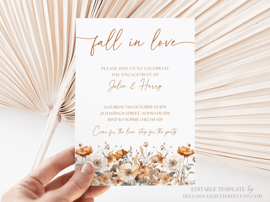 Fall in Love Engagement Party Invitation Fall Engagement Party Invite ...