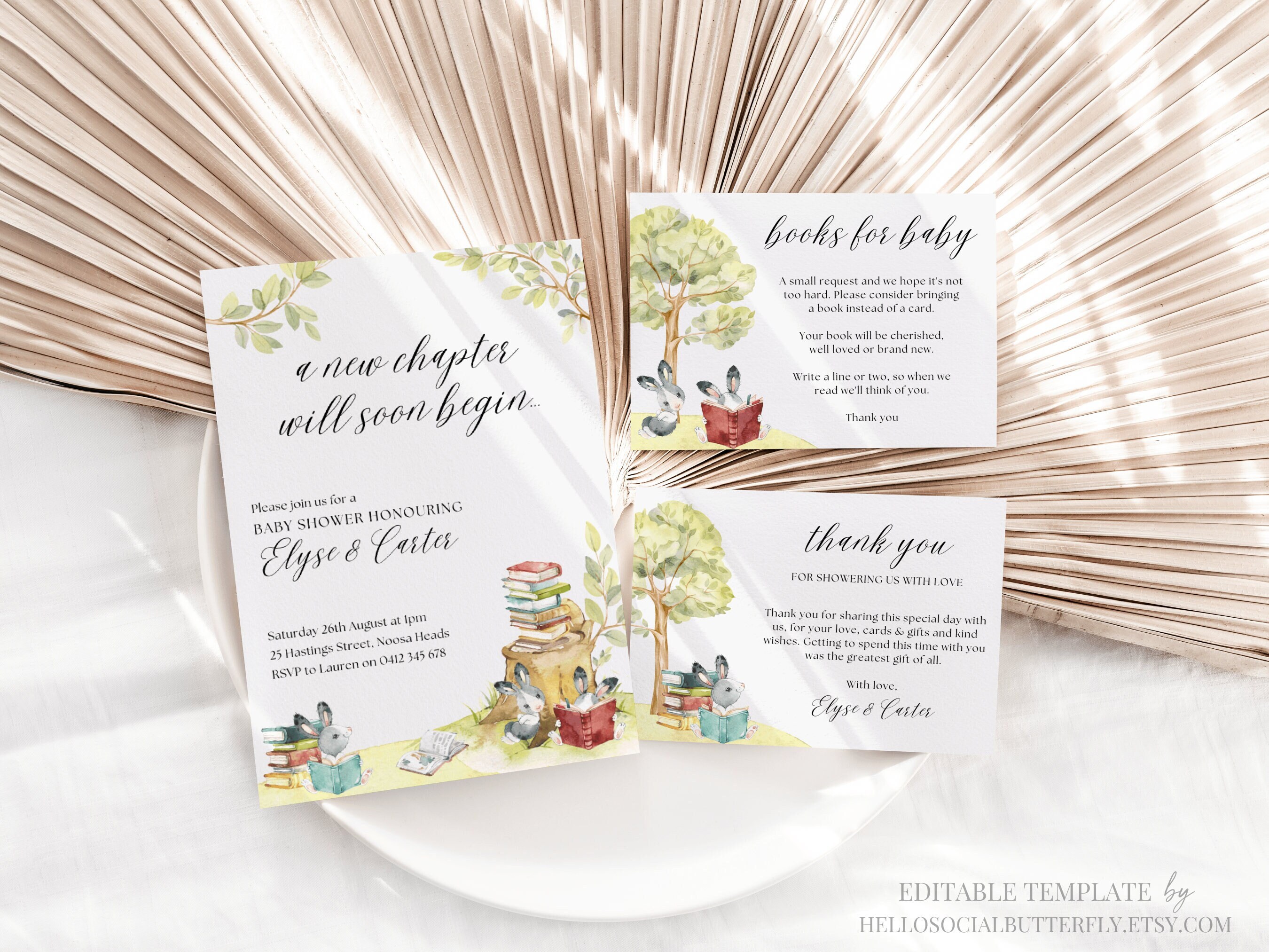EDITABLE Storybook Baby Shower Invitation Set A New Chapter Will Soon ...