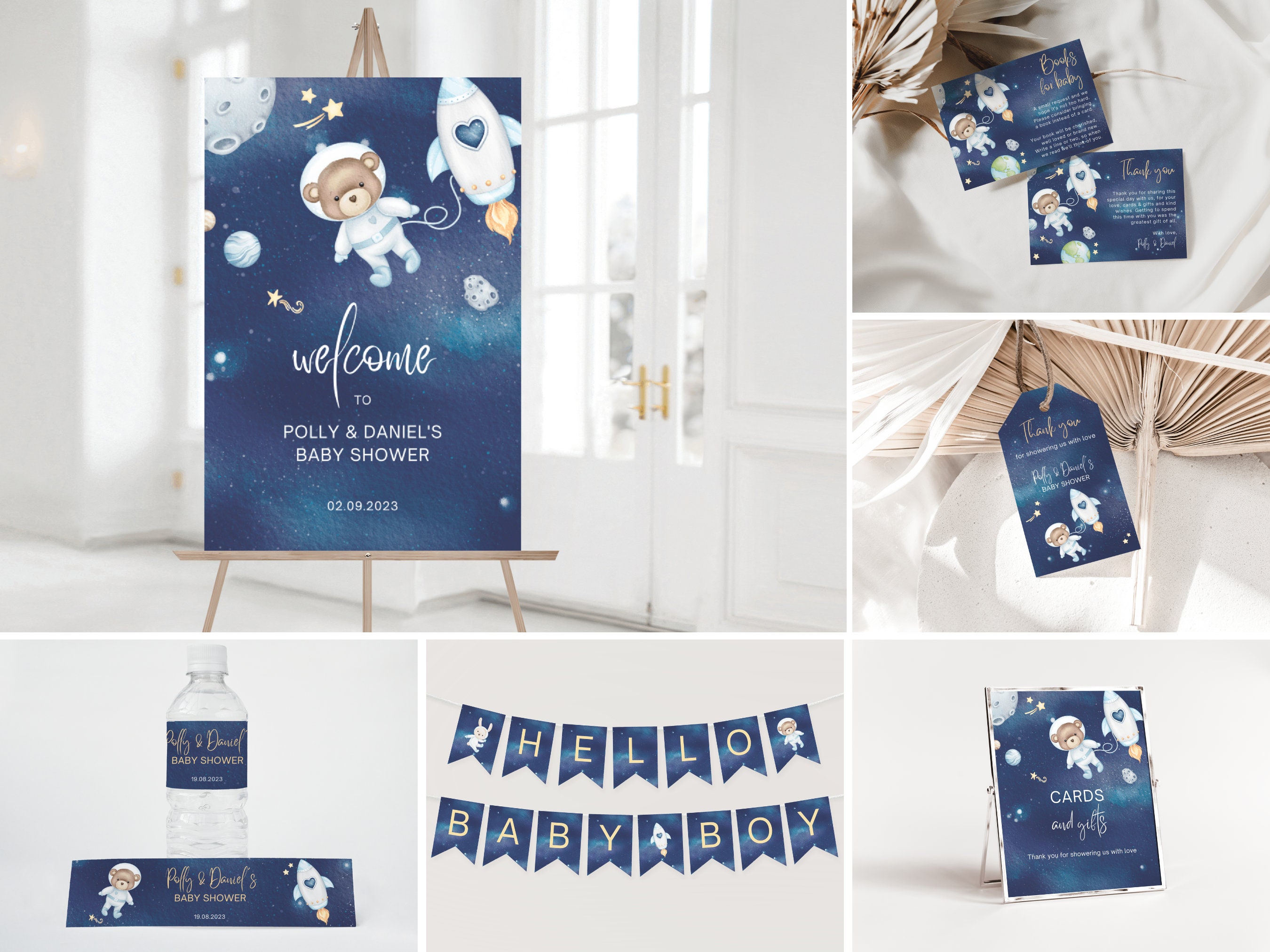 Space Baby Shower Invitation Bundle Astronaut Baby Shower Invite Galaxy ...
