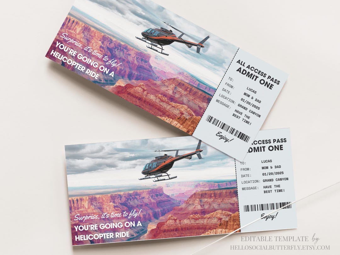 Helicopter Ride Ticket Helicopter Flight Experience Gift Helicopter ...