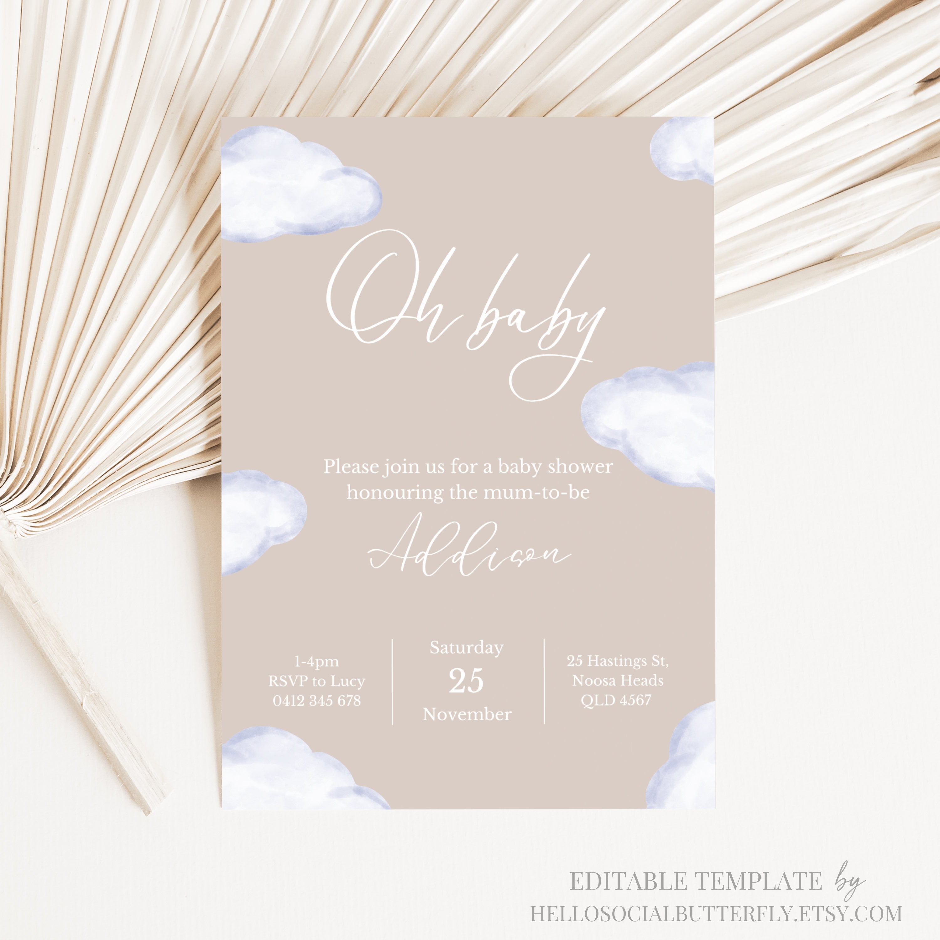 EDITABLE on Cloud Nine Baby Shower Invitation Were on Cloud 9 - Etsy