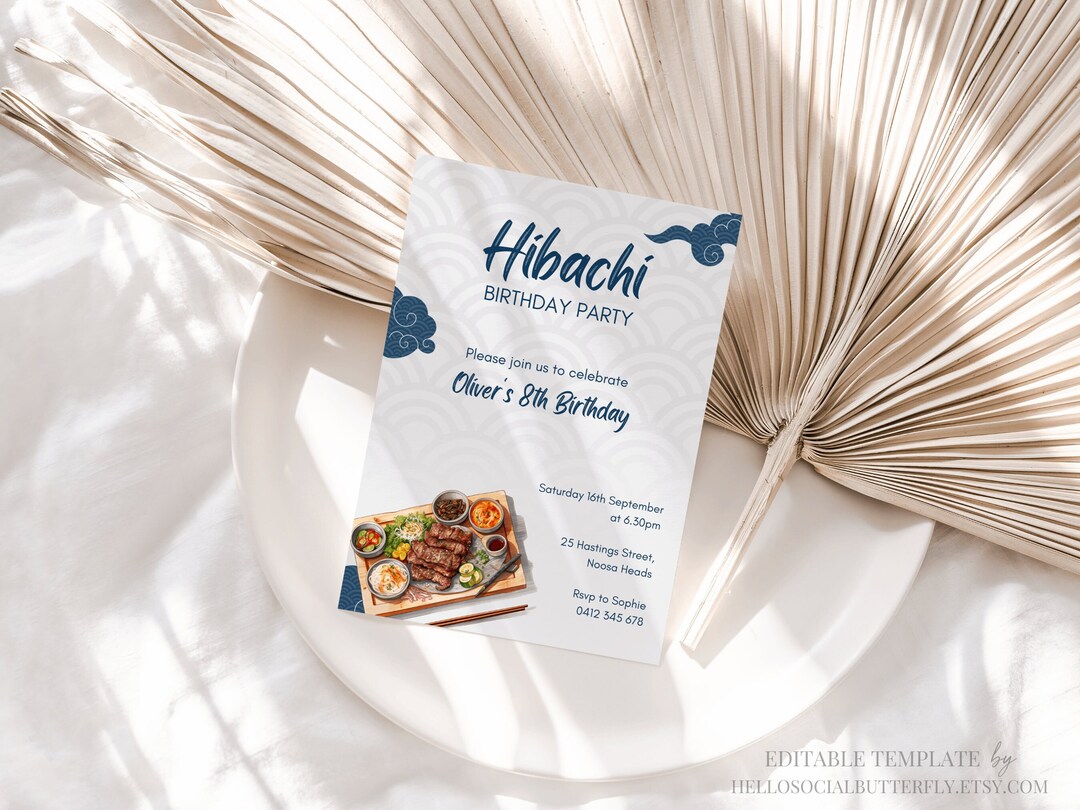 Hibachi Invitation Hibachi Birthday Hibachi Party Hibachi Dinner ...