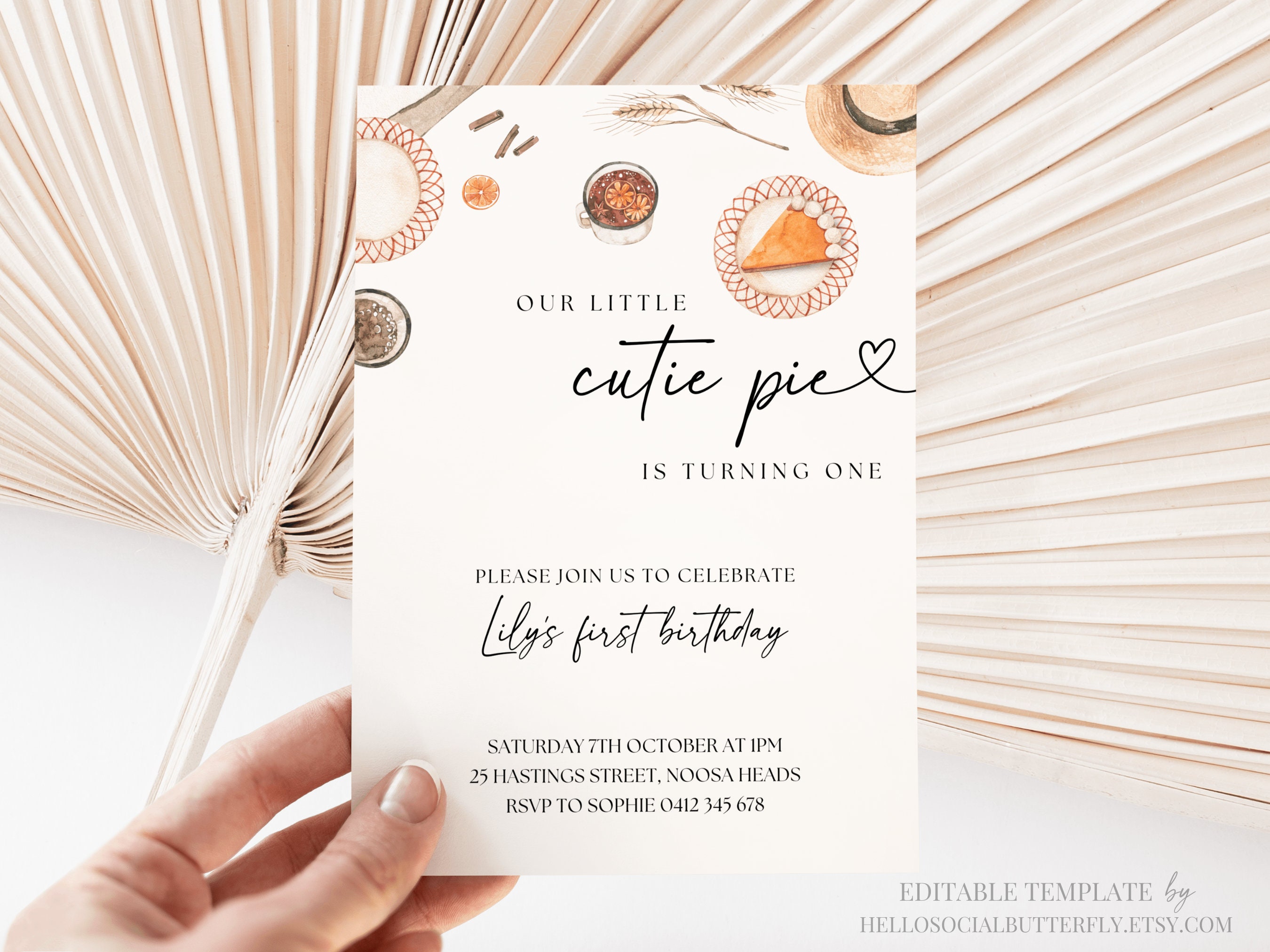 Cutie Pie Birthday Invitation Cutie Pie Birthday Invite Fall - Etsy