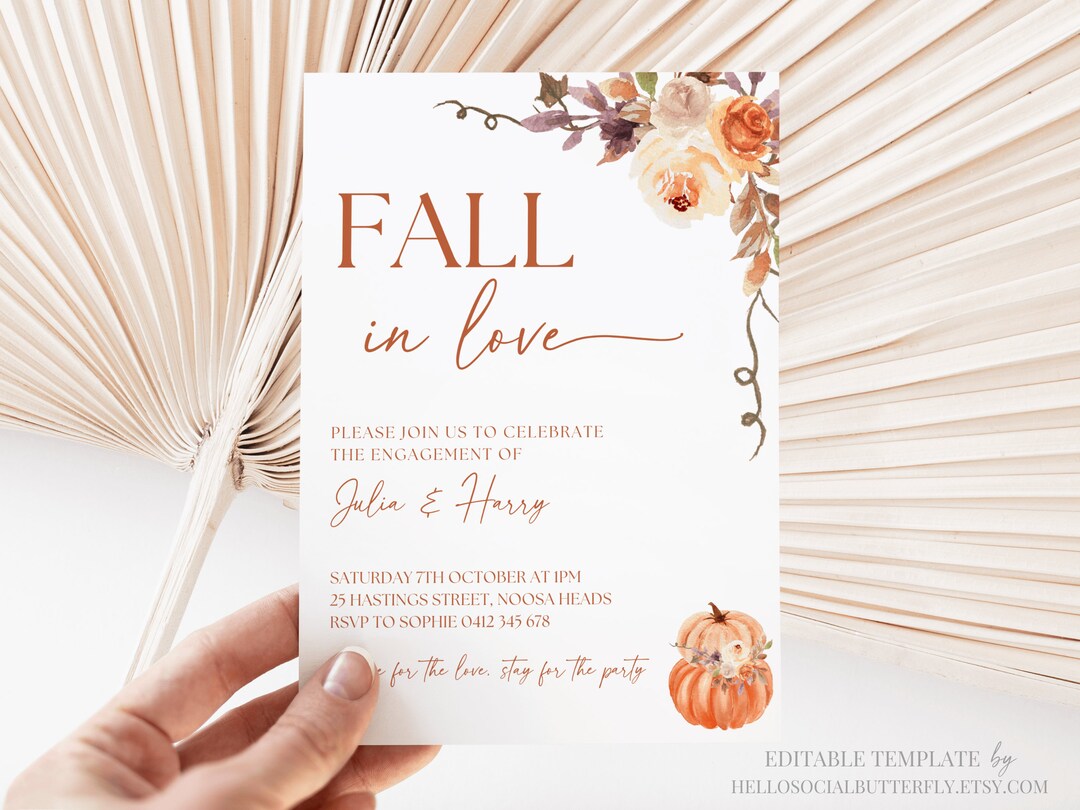 Fall in Love Engagement Party Invitation Fall Engagement Party Invite ...