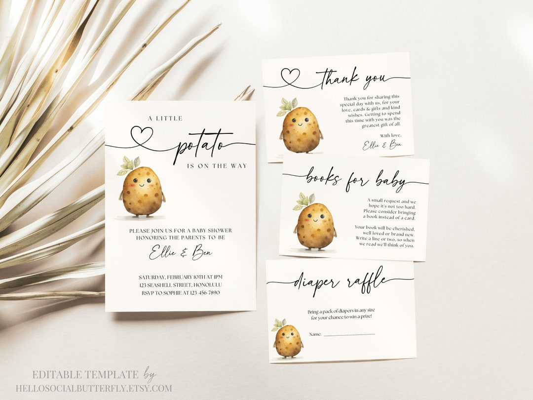 Potato Baby Shower Invitation A Little Potato is on the Way Baby Shower ...
