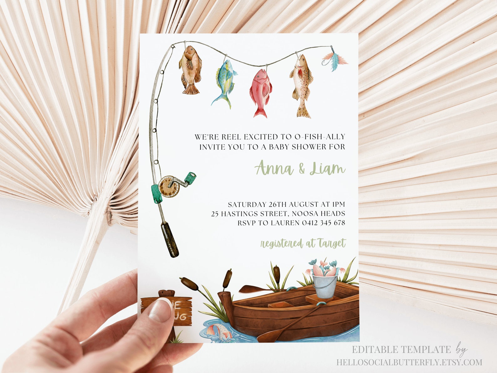 Fishing Baby Shower Invitation Set Fisherman Baby Shower Invite Bundle ...