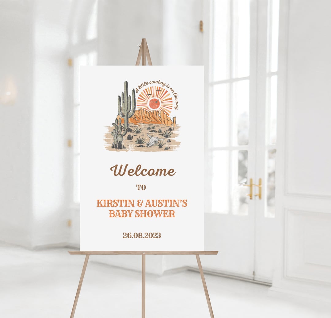 Little Cowboy Baby Shower Welcome Sign Country Western Wild West Baby ...