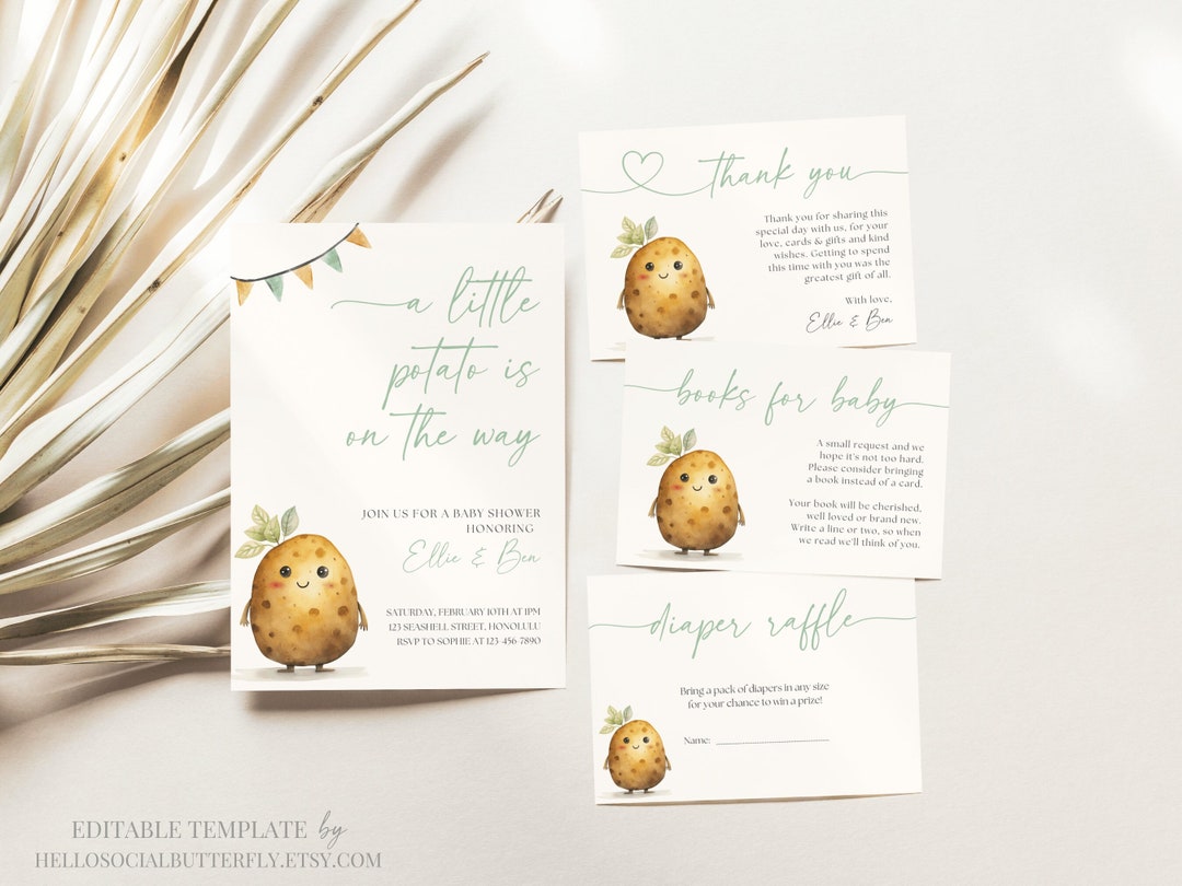 Potato Baby Shower Invitation A Little Potato is on the Way Baby Shower ...