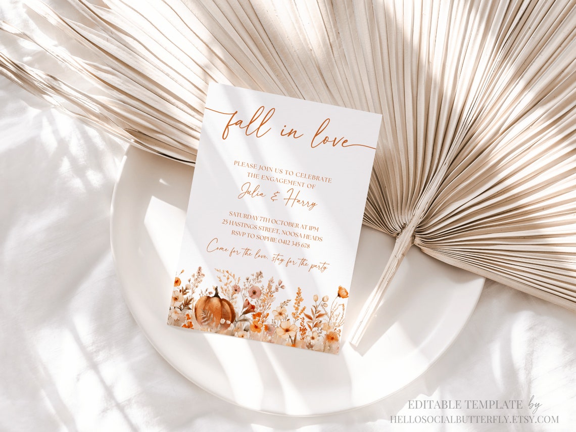 Fall in Love Engagement Party Invitation Fall Engagement Party - Etsy