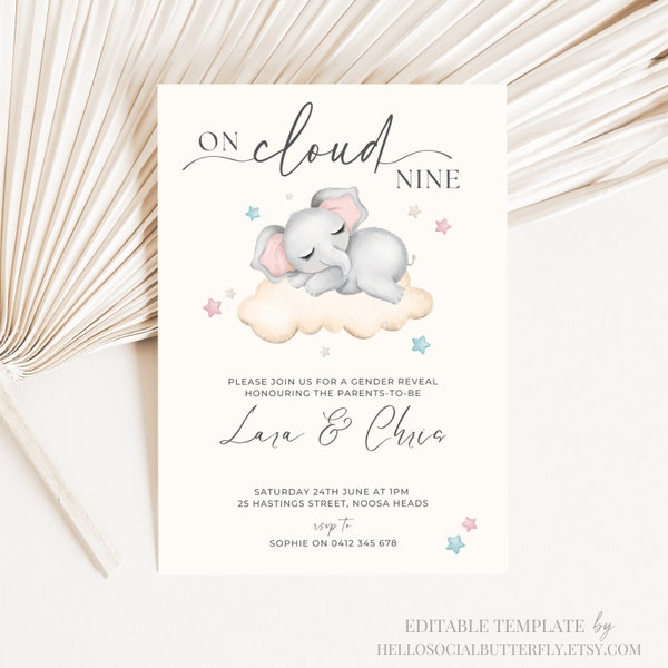 Cloud Gender Reveal Invitation - Etsy Israel