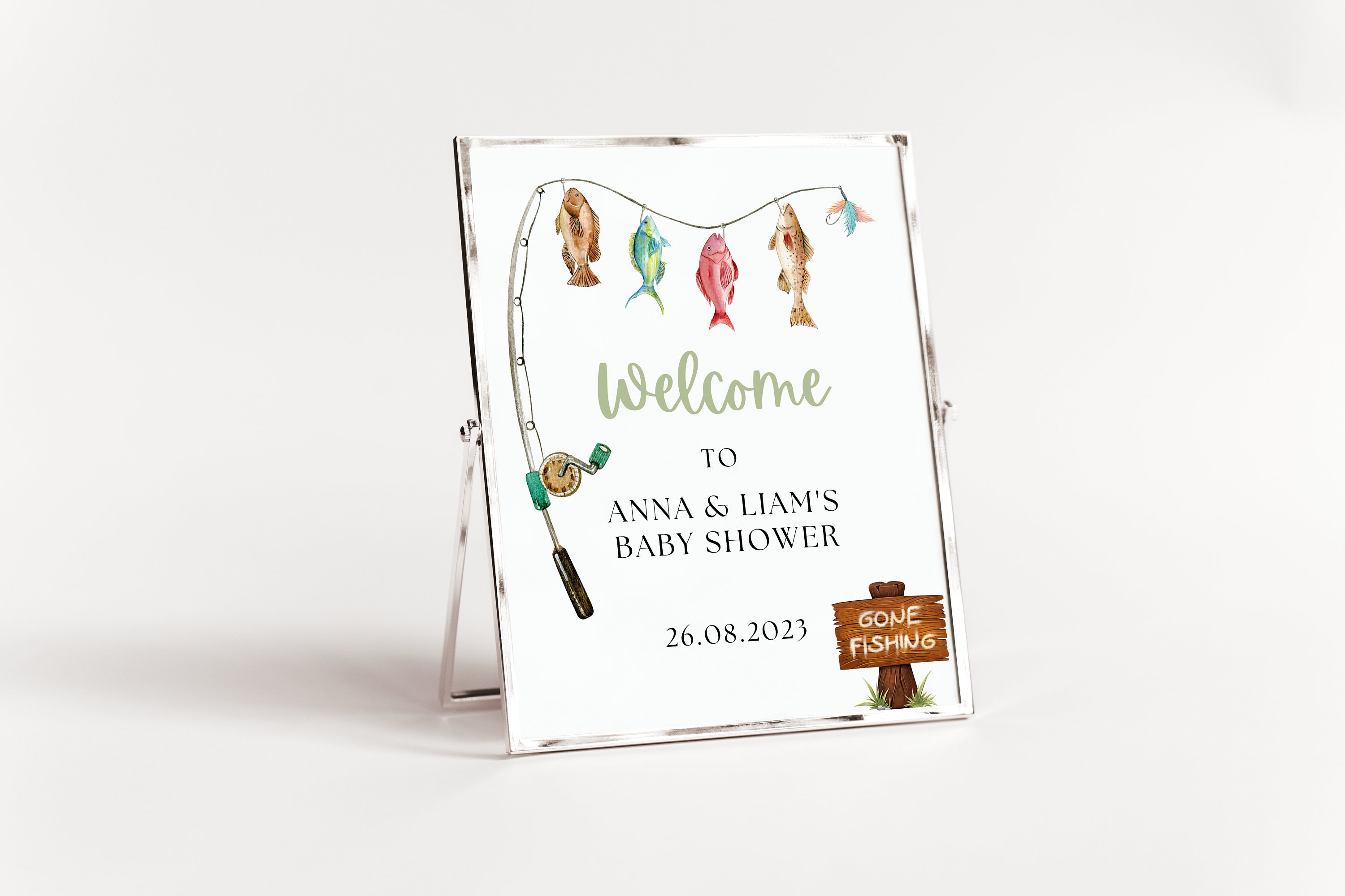 Fishing Baby Shower Welcome Sign Fisherman Baby Shower Welcome Sign A ...