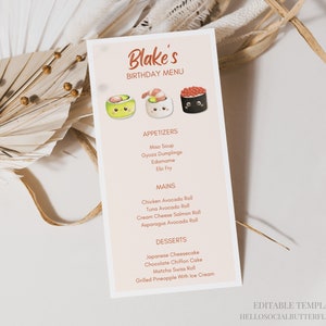 Sushi Menu Card Hibachi Dinner Menu Hibachi Birthday Menu Hibachi Party ...