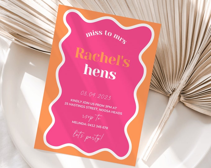 EDITABLE Wavy Bridal Shower Invitation Curve Bridal Shower Invite Hens ...