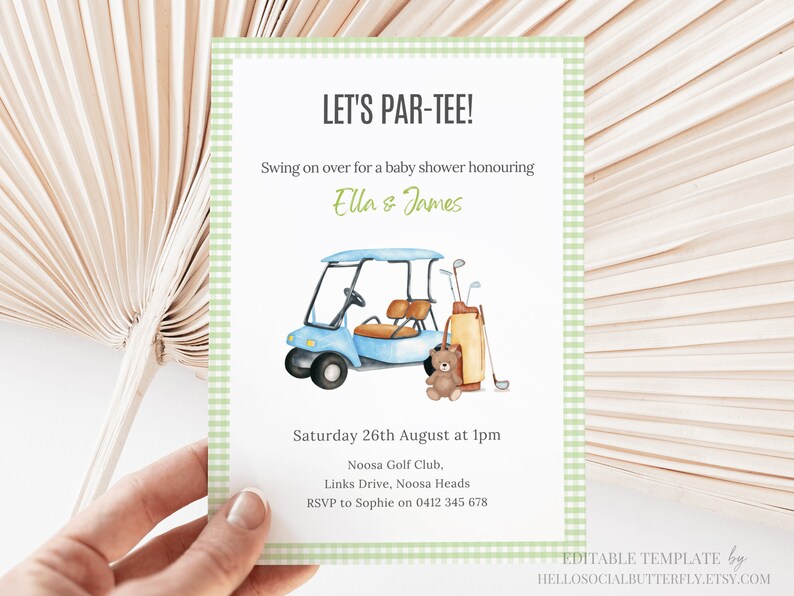 EDITABLE Golf Baby Shower Invitation Bundle Lets Par-tee Baby Shower ...