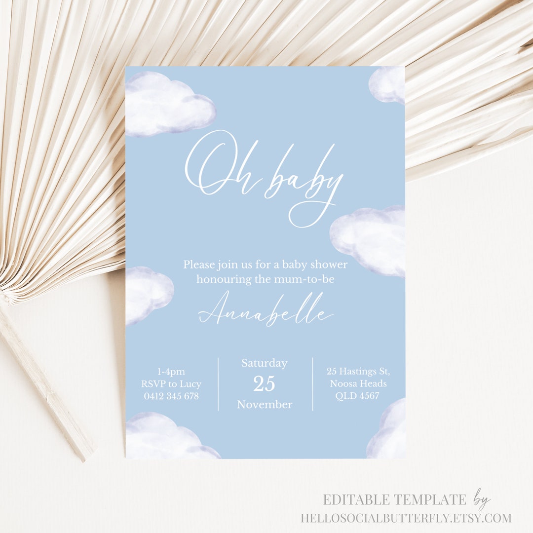 EDITABLE on Cloud Nine Baby Shower Invitation We’re on Cloud 9 Baby ...